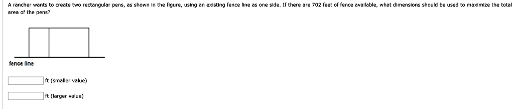 Rancher wants pens. Create two rectangular pens shown in the figure ...