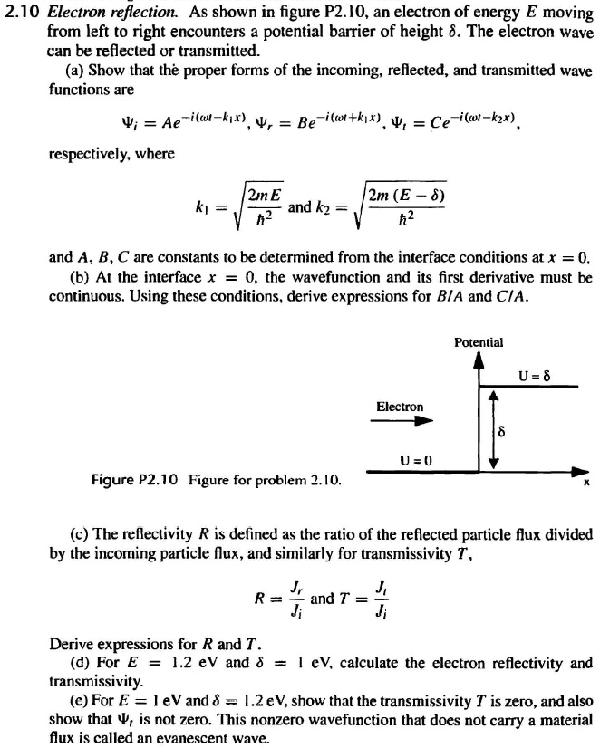 210 electron reflection as shown in figure p210 an electron...