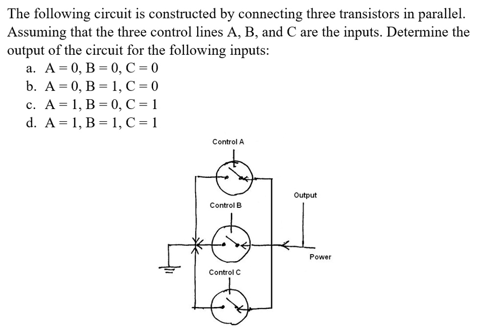 The following circuit is constructed by connecting three transistors in parallel. Assuming that ...