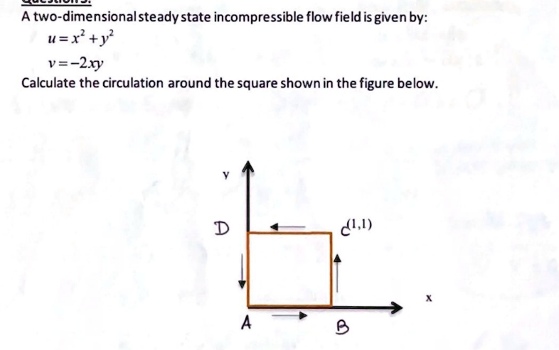 A two-dimensional steady state incompressible flow field is given by: u = x^2 + y^2 v = -2xy ...
