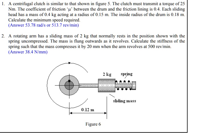 1. A centrifugal clutch is similar to that shown in figure 5. The ...