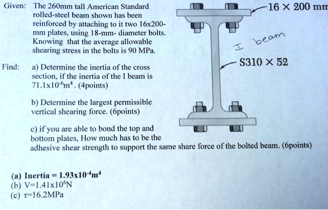 Given: The 260mm tall American Standard rolled-steel beam shown has ...