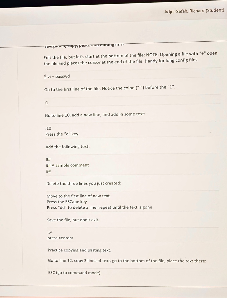 SOLVED: Adjei-Sefah, Richard (Student) Edit the file, but let's start ...