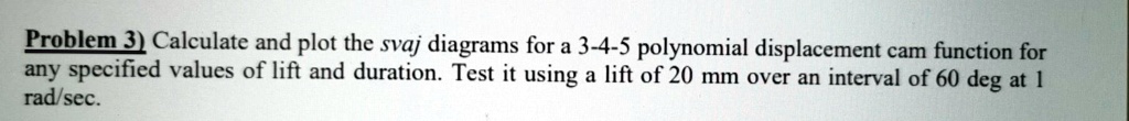 Problem 3) Calculate and plot the svaj diagrams for a 3-4-5 polynomial ...