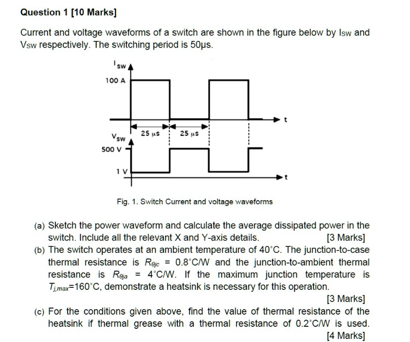 SOLVED: Current and voltage waveforms of a switch are shown in the ...
