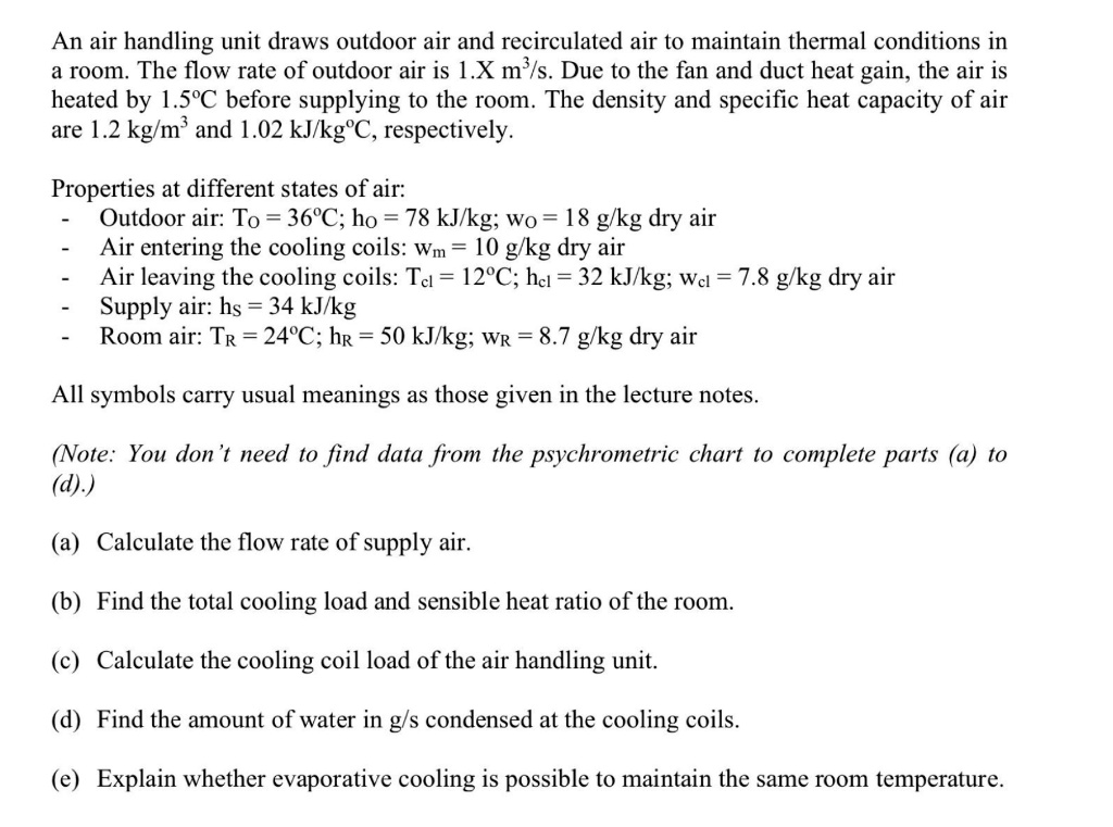 x8 an air handling unit draws outdoor air and recirculated air to ...