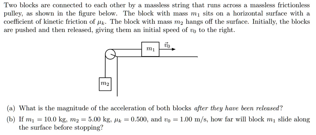 SOLVED: Two blocks are connected to each other by massless string that runs across massless ...