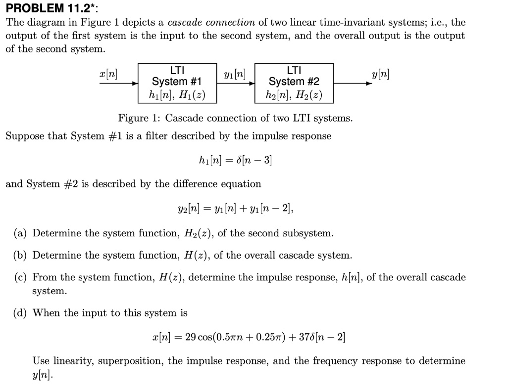 SOLVED: PROBLEM 11.2*: The diagram in Figure 1 depicts a cascade connection of two linear time ...