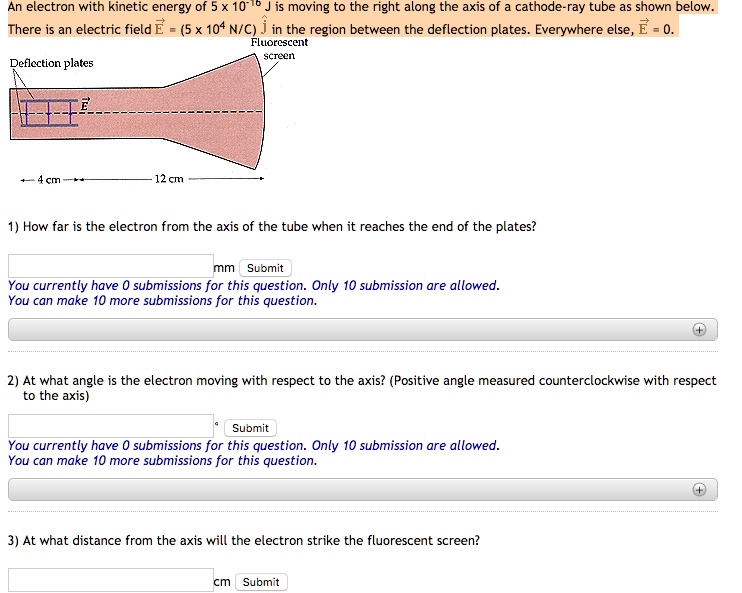 SOLVED: An electron with kinetic energy of 5 x 1071 is moving to the ...