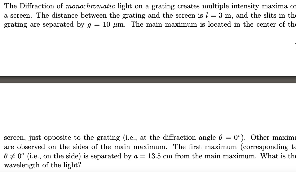 SOLVED: The Diffraction of monochromatic light on grating creates ...