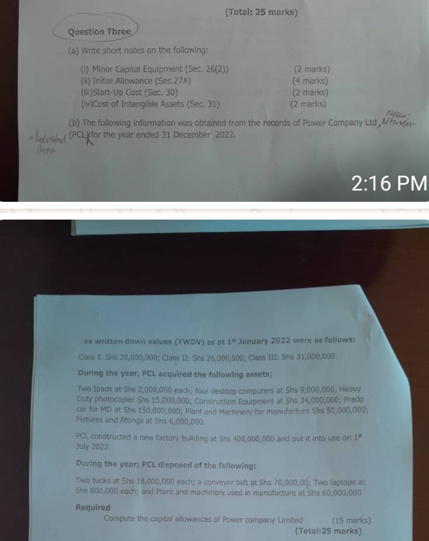 (Total: 25 marks) Question Three (a) Write short notes on the following ...