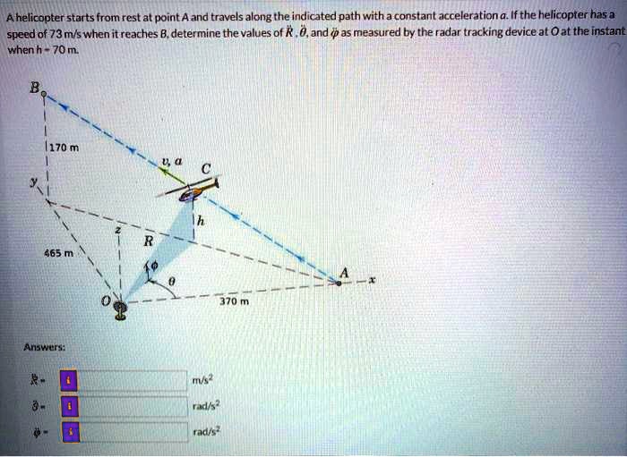 SOLVED: A helicopter starts from rest at point A and travels along the ...