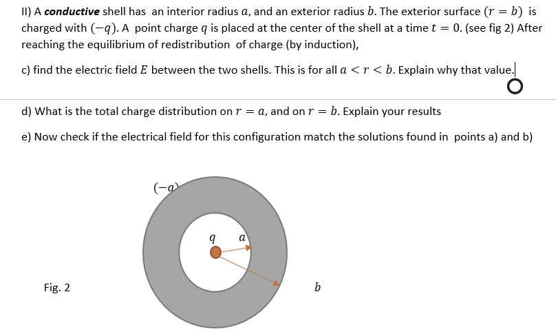 SOLVED: II) A conductive shell has an interior radius @,and an exterior ...