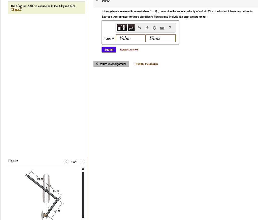The 6 kg rod abc is connected to the 4 kg rod cd figure 1 if...