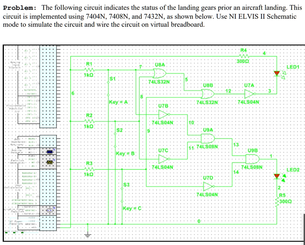 Problem: The following circuit indicates the status of the landing ...