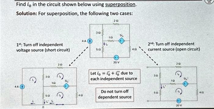 find io in the circuit shown below using superposition solution for superposition the following ...