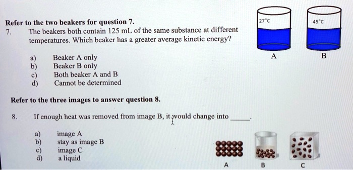 SOLVED: Refer to the two beakers for question 7. The beakers both ...