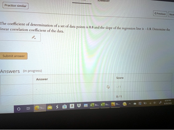 practice similar previous the coefhicient of determination of a set of ...