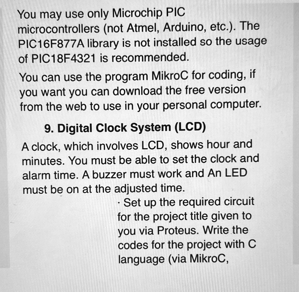Solved You May Use Only Microchip Pic Microcontrollers Not Atmel Arduino Etc The 0597