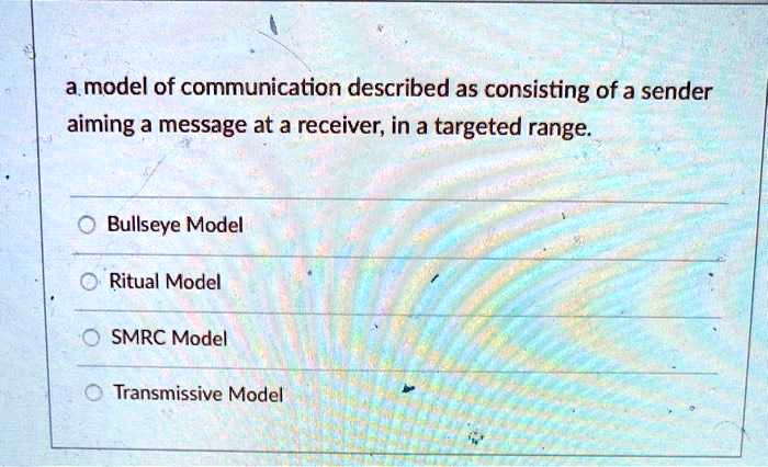 a model of communication described as consisting of a sender aiming a ...