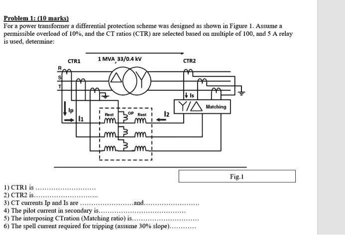 Problem 1: (10 marks) For a power transformer a differential protection scheme was designed as ...