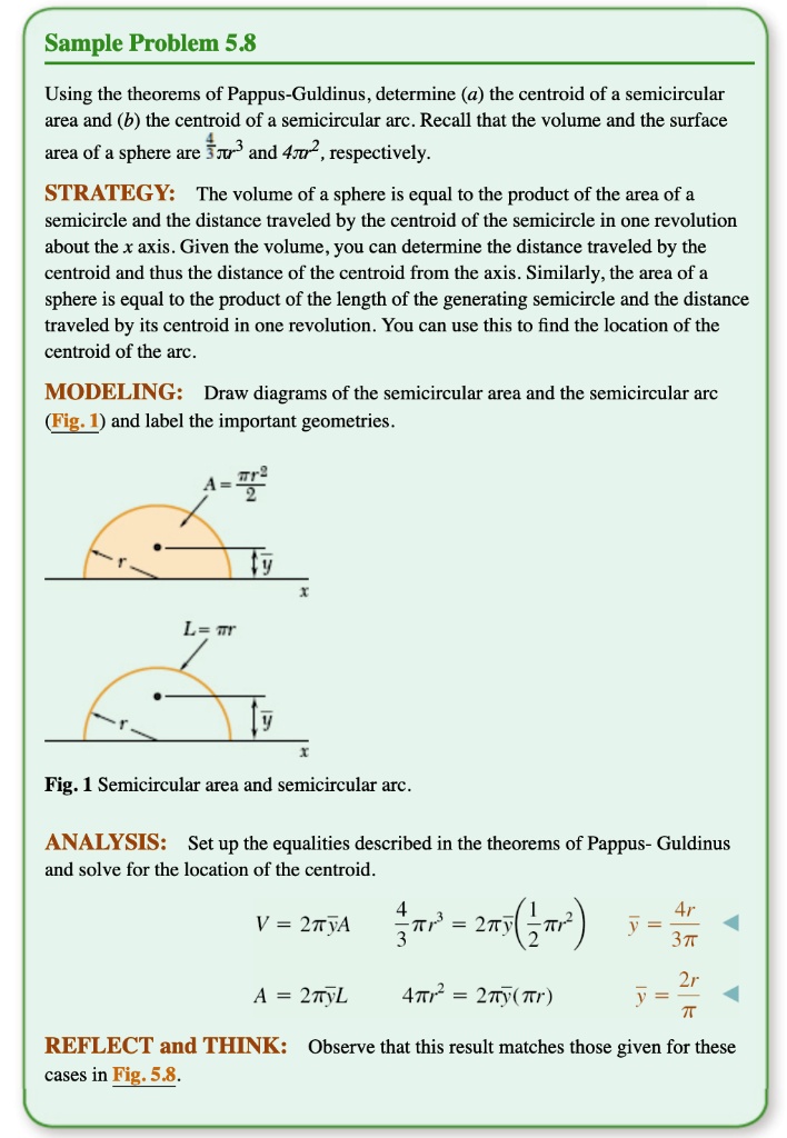 SOLVED: Sample Problem 5.8 Using the theorems of Pappus-Guldinus, determine (a) the centroid of ...