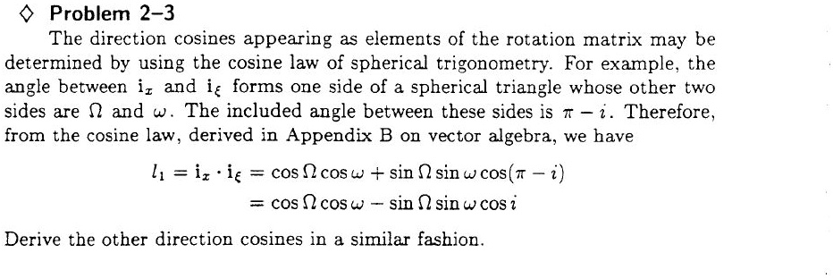 SOLVED: Problem 2-3 The direction cosines appearing as elements of the ...