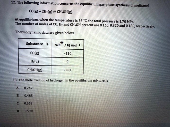 12. The following information concerns the equilibrium gas-phase ...