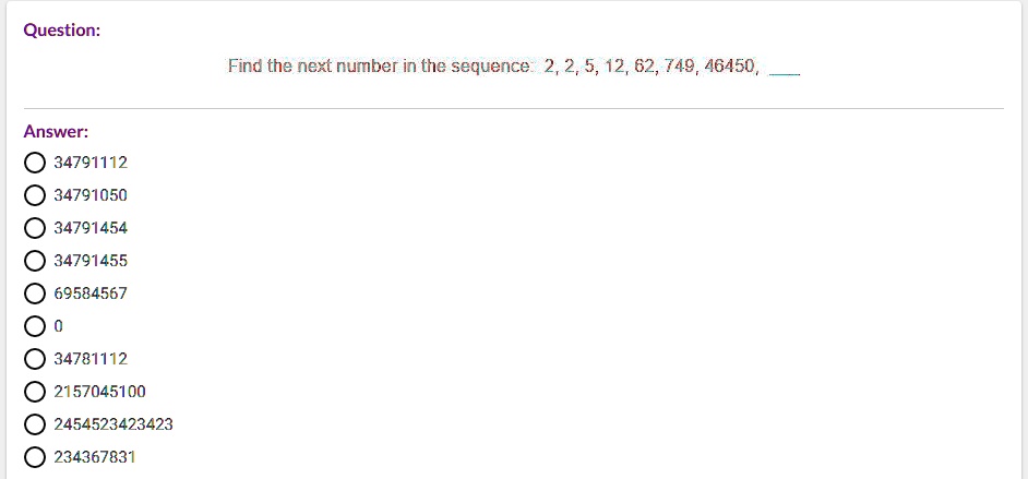 Question: Answer: 34791112 34791050 34791454 34791455 69584567 0 ...