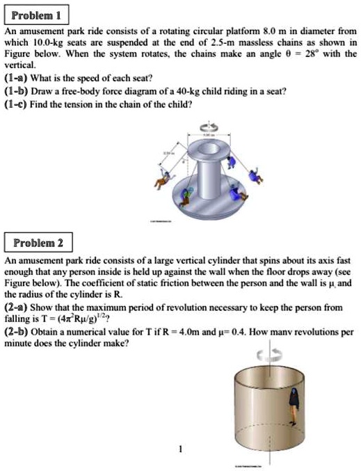 SOLVED: Problem 1: An amusement park ride consists of a rotating ...