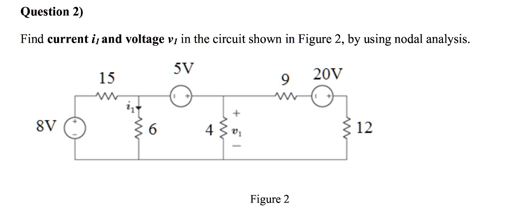SOLVED: Question 2) Find current ii and voltage vi in the circuit shown in Figure 2, by using ...
