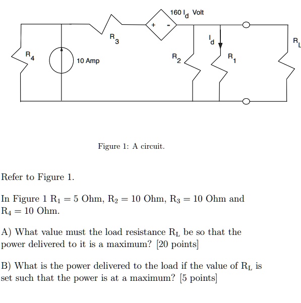 SOLVED: Figure 1: A circuit. Refer to Figure 1. In Figure 1, R = 5 Ohm, R2 = 10 Ohm, R3 = 10 Ohm ...