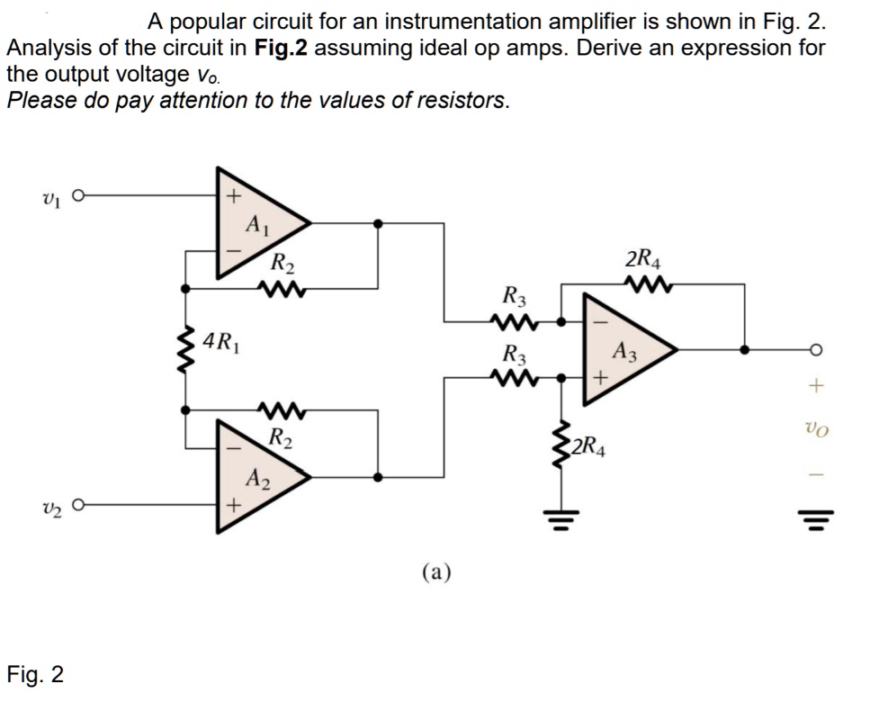 A popular circuit for an instrumentation amplifier is shown in Fig. 2. Analysis of the circuit ...