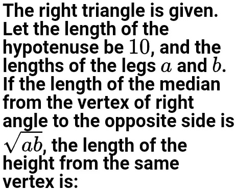 SOLVED: The right triangle is given: Let the length of the hypotenuse ...