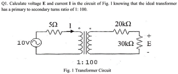 Q1. Calculate voltage E and current I in the circuit of Fig....