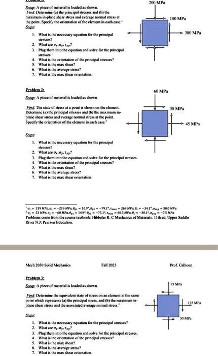 SOLVED: 200MPa A piece of material is loaded as shown. Determine the ...