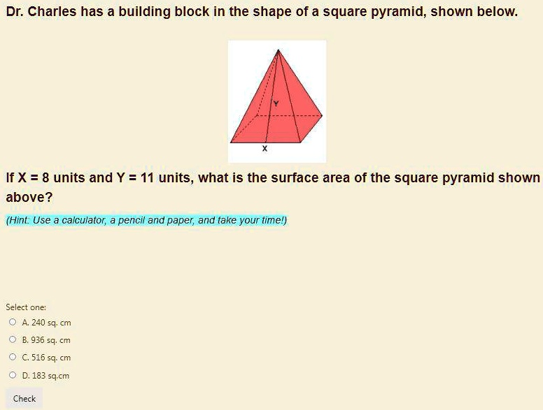 SOLVED: '????????????????????????????? Dr: Charles has a building block in the shape of a square ...