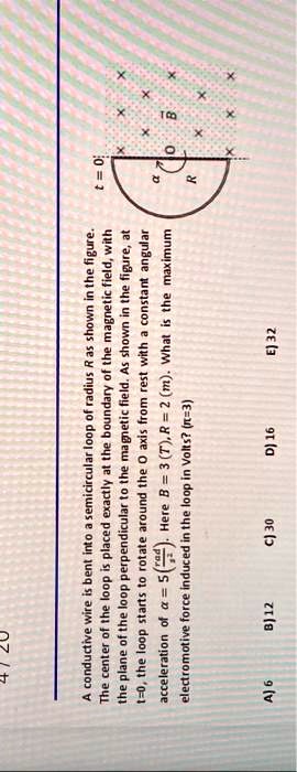 SOLVED: 0= E32 A conductive wire is bent into a semicircular loop of radius R as shown in the ...