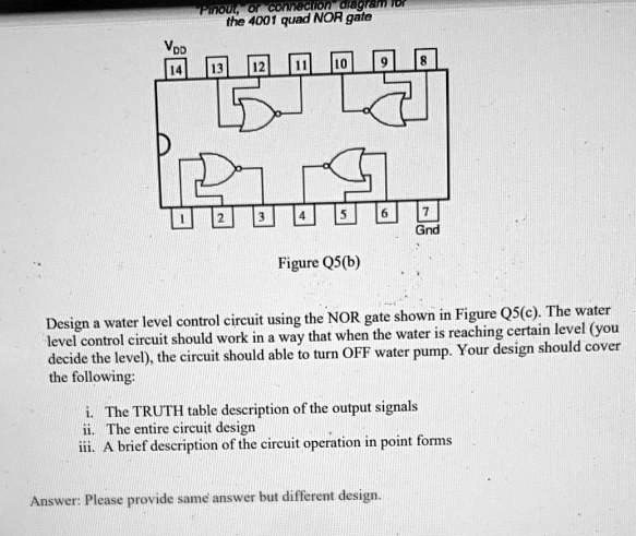 SOLVED: Given a 4001 NOR gate IC as shown in the figure: The 4001 quad ...
