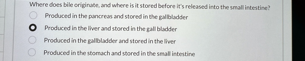 Where does bile originate, and where is it stored before it's released ...