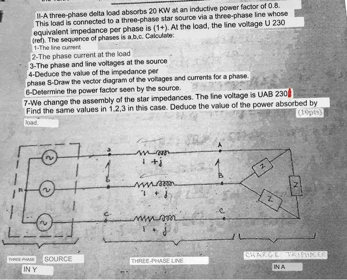 SOLVED: II-A three-phase delta load absorbs 20 kW at an inductive power ...
