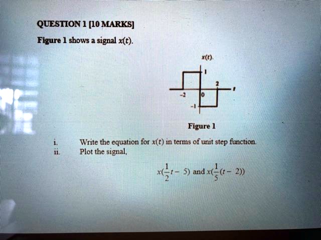QUESTION 1 [10 MARKS] Figure 1 shows a signal x(t). 1 2 -2 0 -1 Figure 1 1. 11. Write the ...