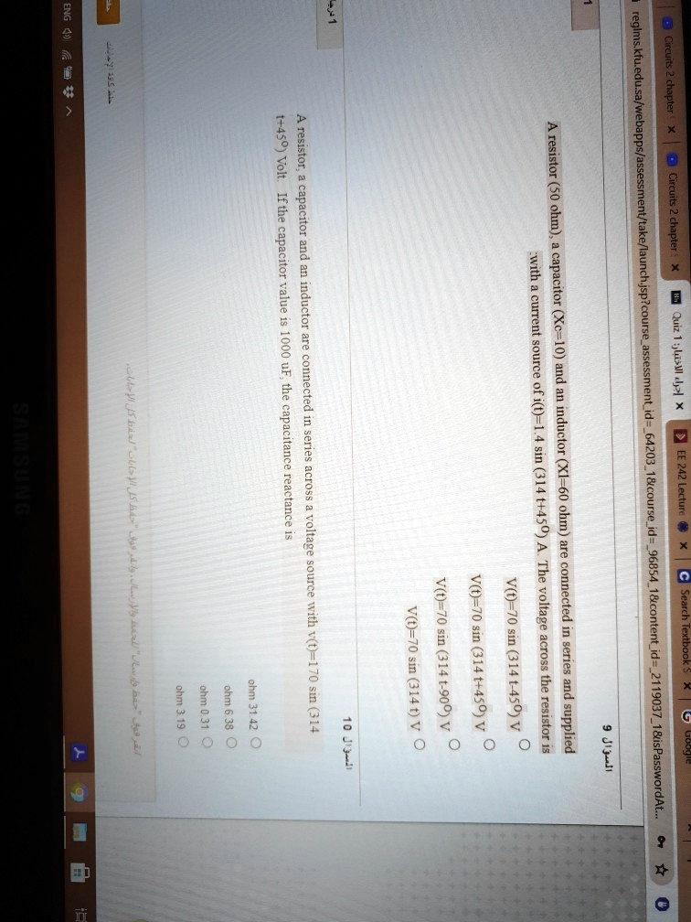 A Resistor 50 Ohm A Capacitor Xc 10 And An Inductor X1 60 Ohm Are Connected In Series And