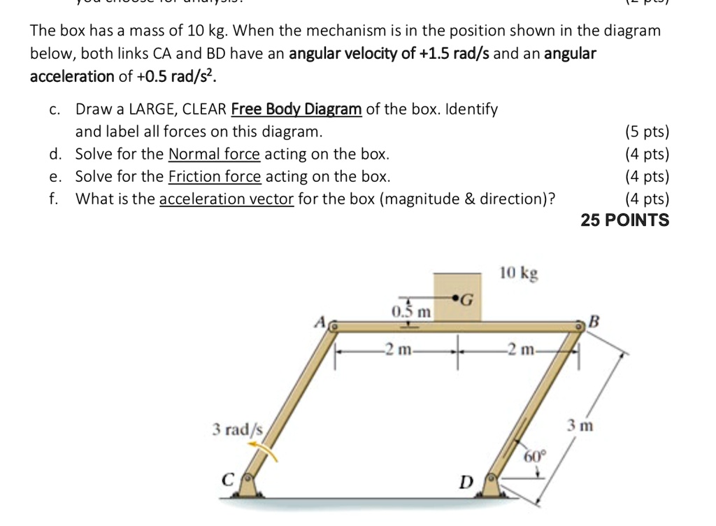 SOLVED: The box has a mass of 10 kg. When the mechanism is in the position shown in the diagram ...