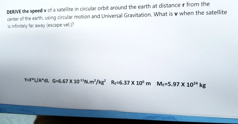 SOLVED: satellite in circular orbit around the earth at distance r from ...
