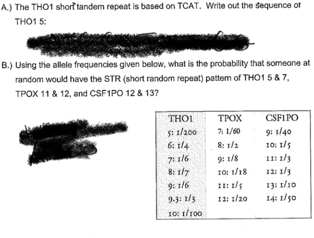 A) The THO1 short tandem repeat is based on TCAT. Write out the ...