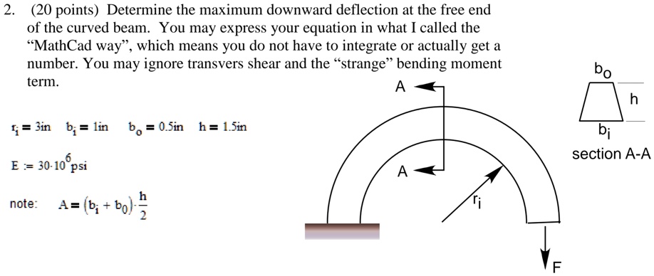 VIDEO solution: Determine the maximum downward deflection at the free end of the curved beam ...