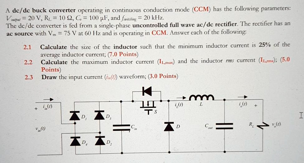 SOLVED: A dc/dc buck converter operating in continuous conduction mode ...