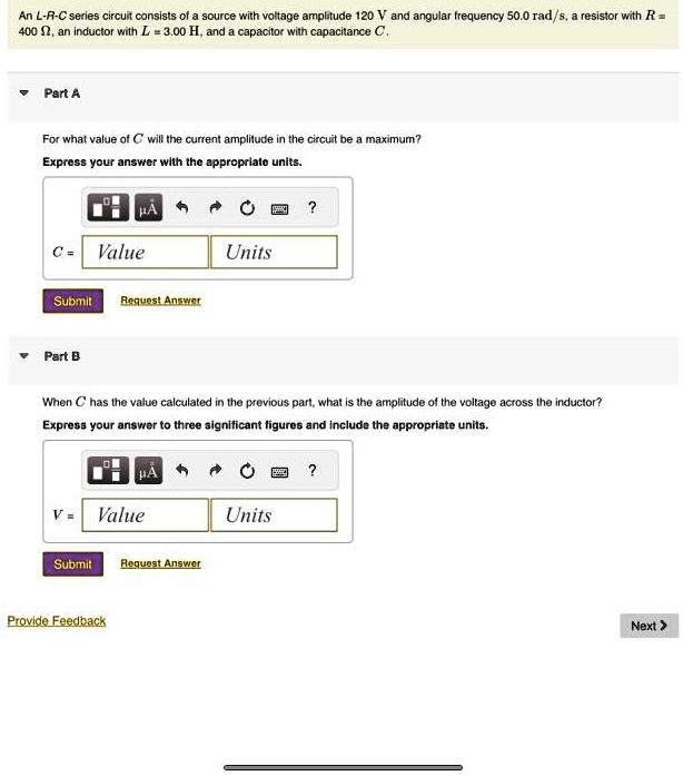 SOLVED: Texts: An L-R-C series circuit consists of a source with voltage amplitude 120 V and ...