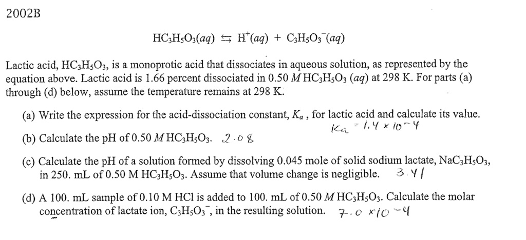 [GET ANSWER] 2002b hchsosaq htaq chsos aq lactic acid hchsoz is ...